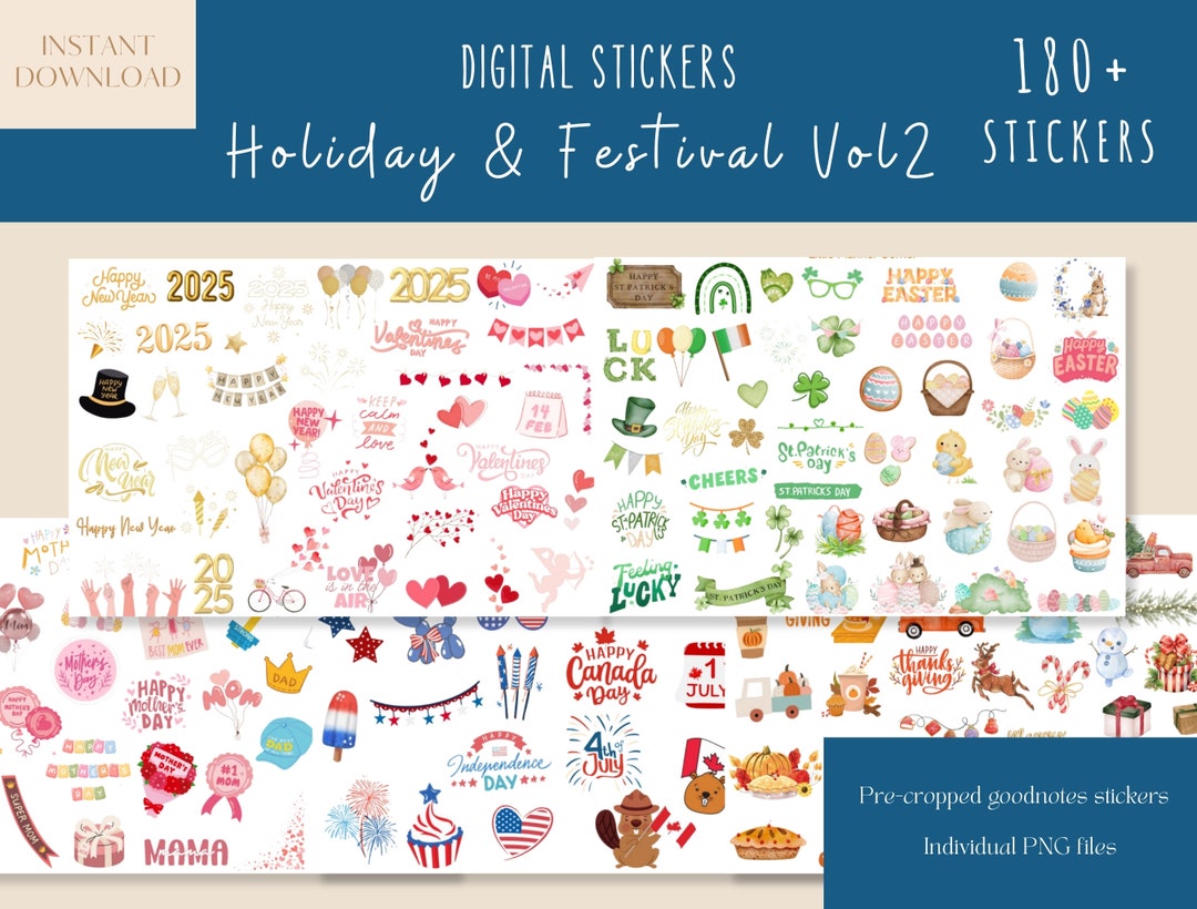 Holiday and Festival Vol2 Goodnotes Stickers|everyday Digital Stickers ...
