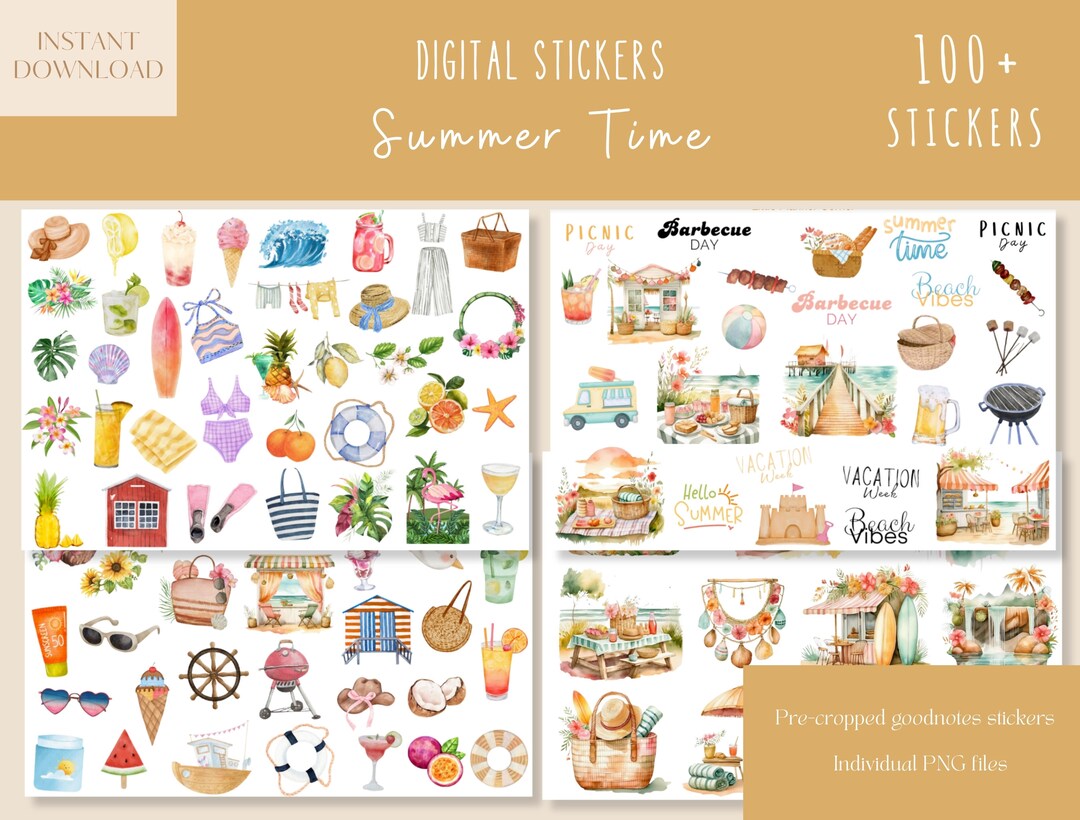 Summer Time Goodnotes Stickers|beach Everyday Digital Stickers| July ...
