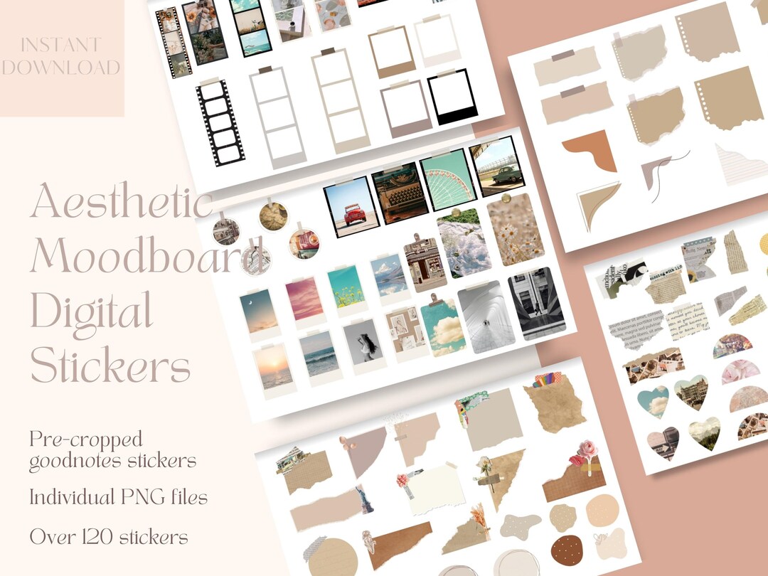 Aesthetic Mood Board Digital Stickers for Goodnotes | Aesthetic Planner ...