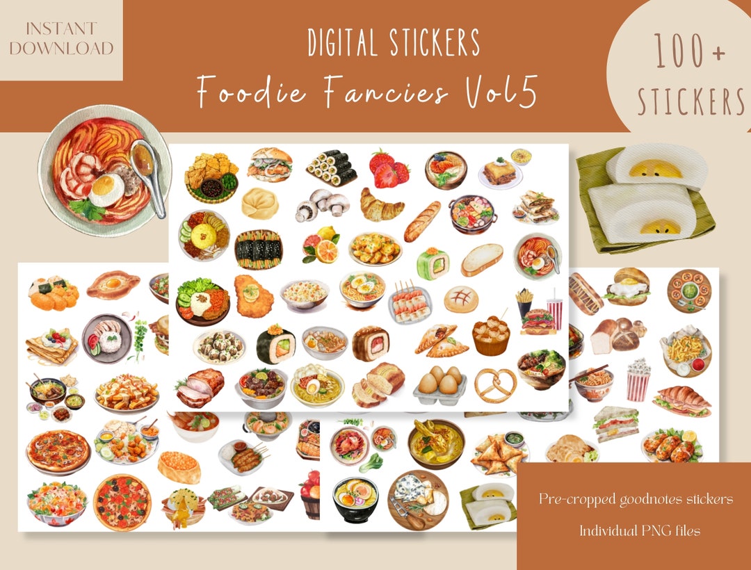 Foodie Fancies Vol5 Goodnotes Planner Stickers |watercolor Food Digital ...