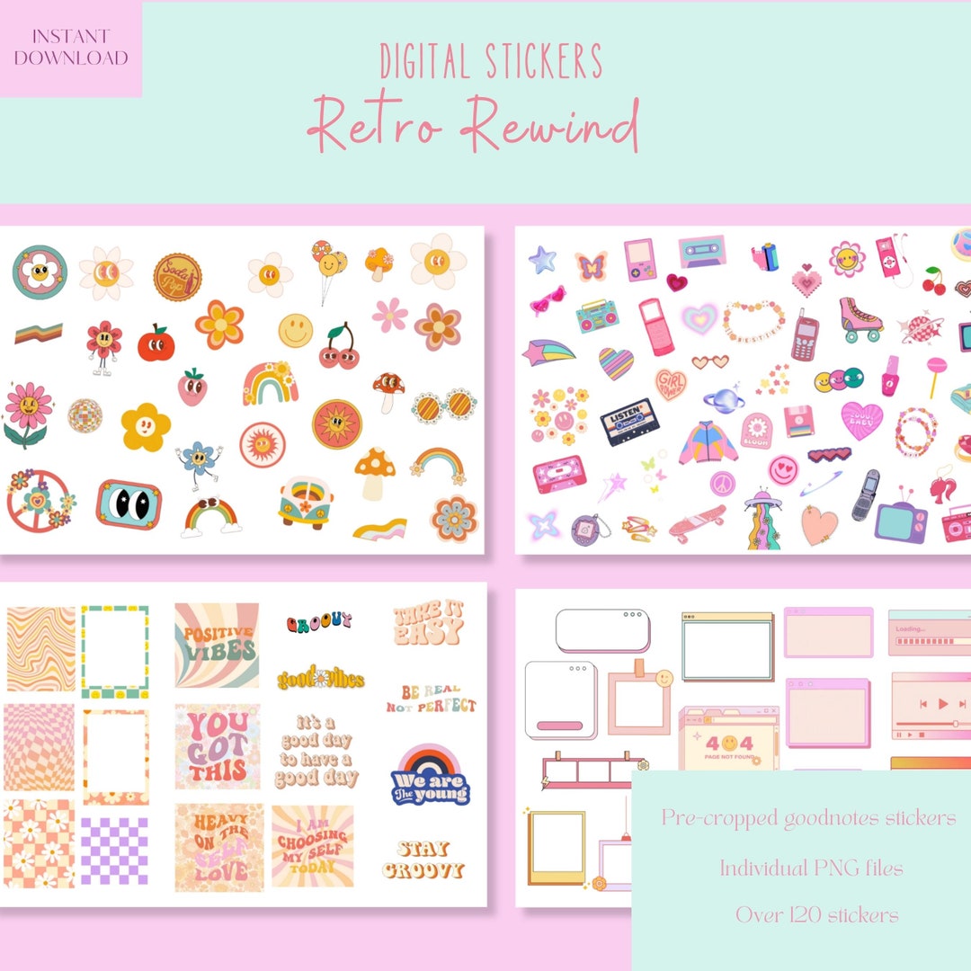 Retro Rewind Goodnotes Stickers| 90s Digital Stickers| Y2k Planner ...