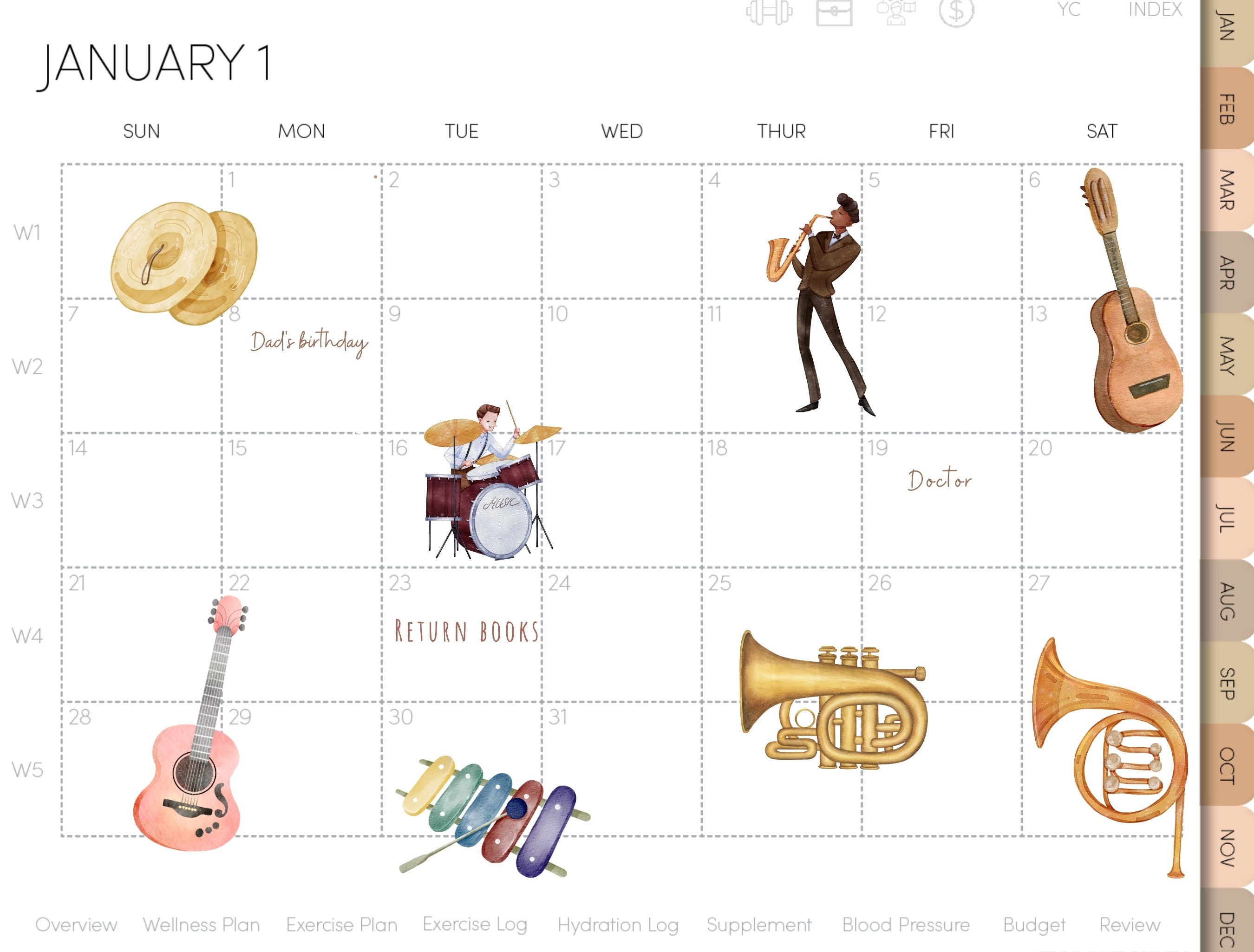 Music Goodnotes Stickers|everyday Digital Stickers| Digital Planner ...
