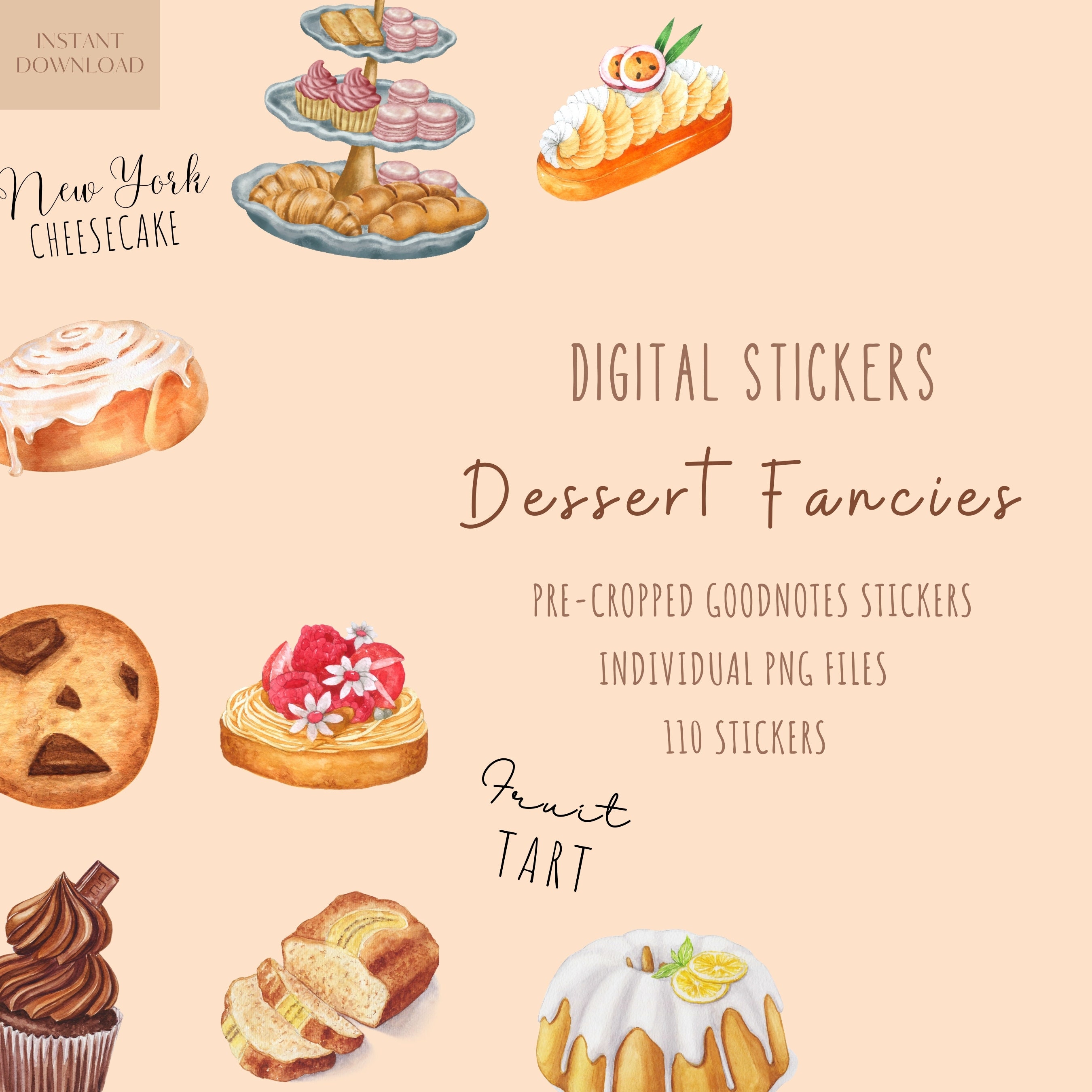 Dessert Fancies Goodnotes Stickers|everyday Digital Stickers| Digital ...