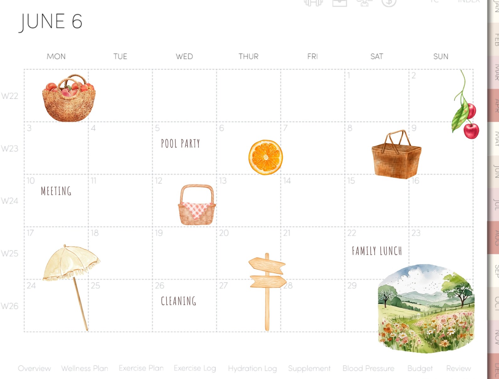 August 2024 Vol1 Goodnotes Stickers|everyday Digital Stickers| Vacation ...