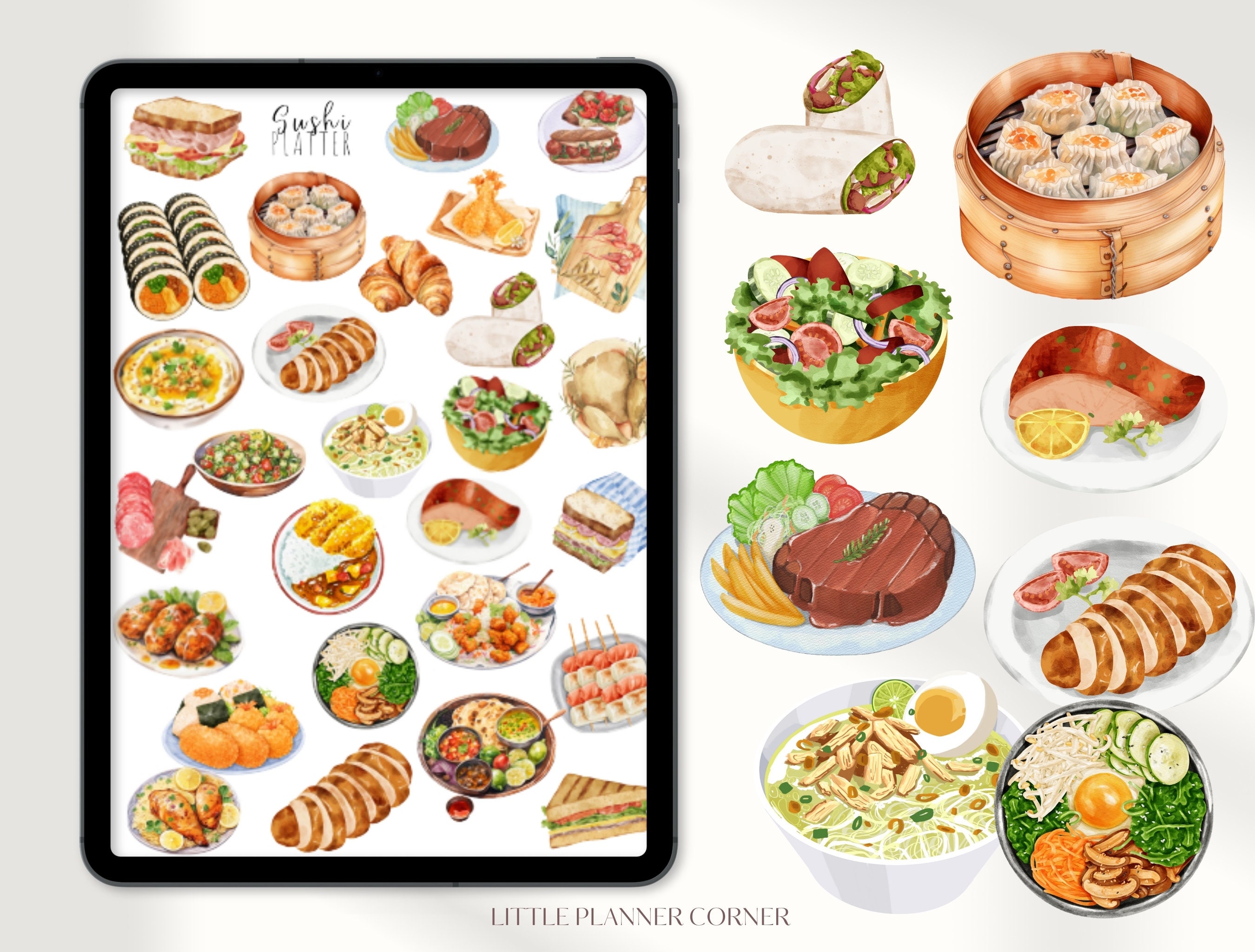 Foodie Fancies Vol2 Goodnotes Planner Stickers watercolor Food Digital ...