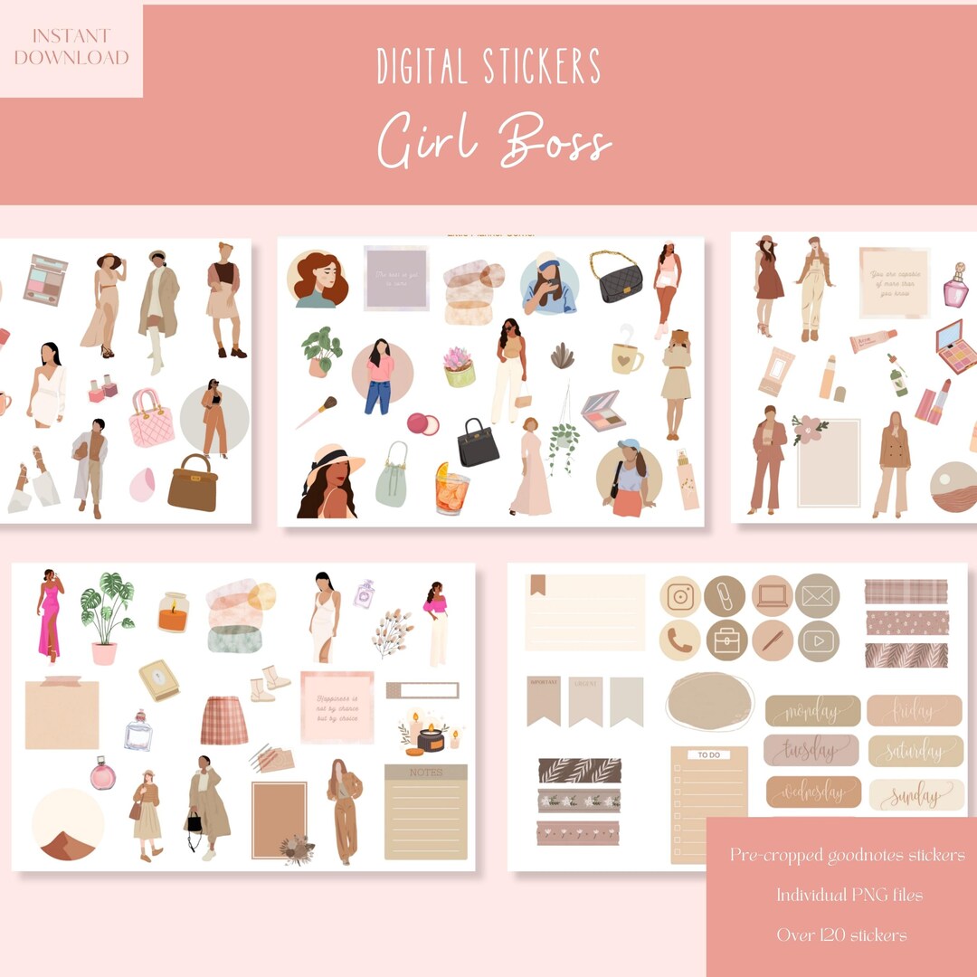 Girl Boss Goodnotes Stickers | That Girl Digital Stickers | Everyday ...