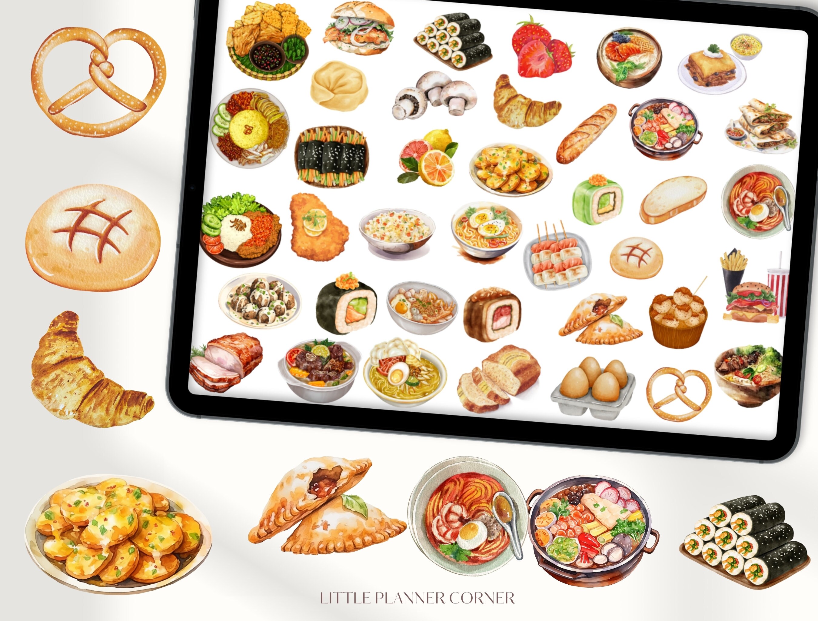 Foodie Fancies Vol5 Goodnotes Planner Stickers |watercolor Food Digital ...