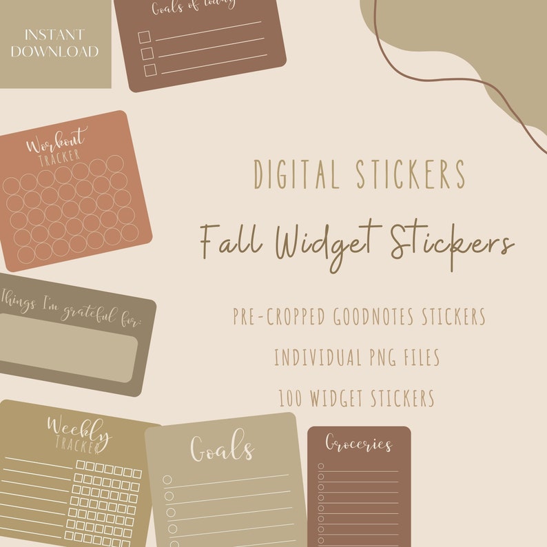 Fall Widget Goodnotes Stickers| Aesthetic Everyday Digital Stickers ...