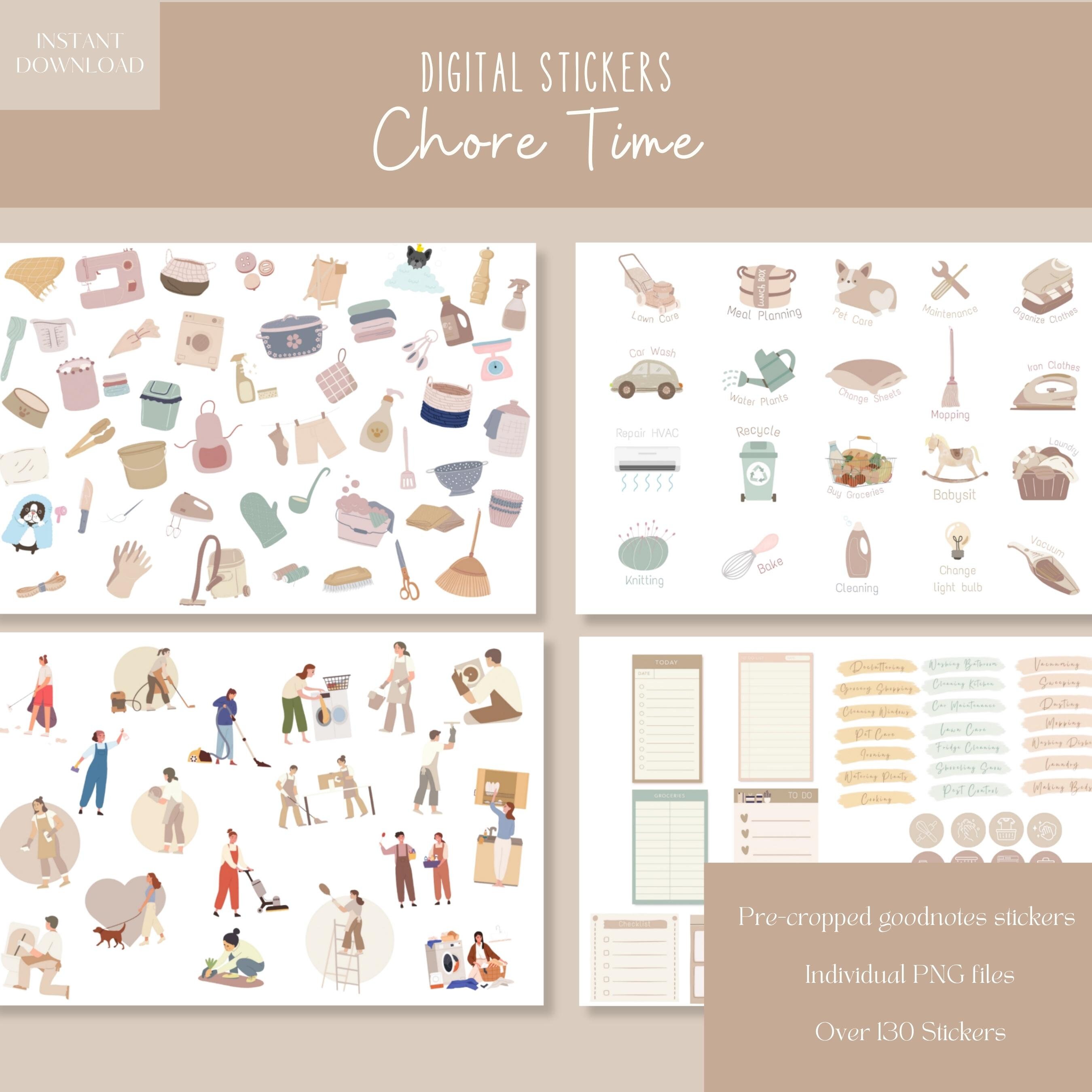 Chore Time Goodnotes Stickers Essential Everyday Digital Stickers Daily ...