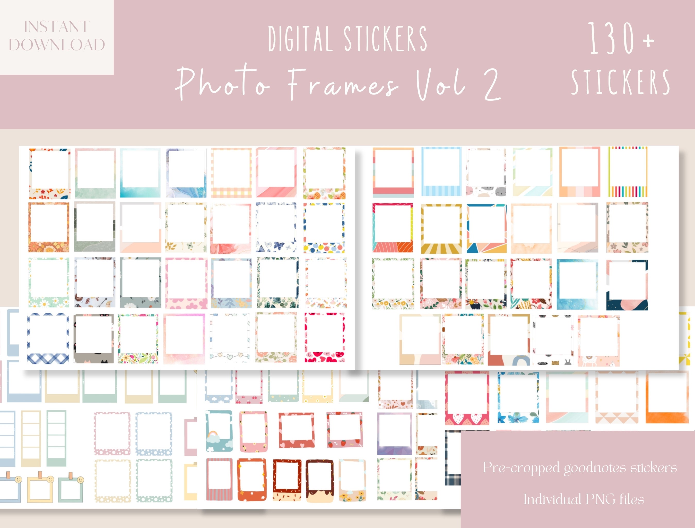 Photo Frame Vol2 Goodnotes Stickers|instax & Polaroid Digital Stickers ...