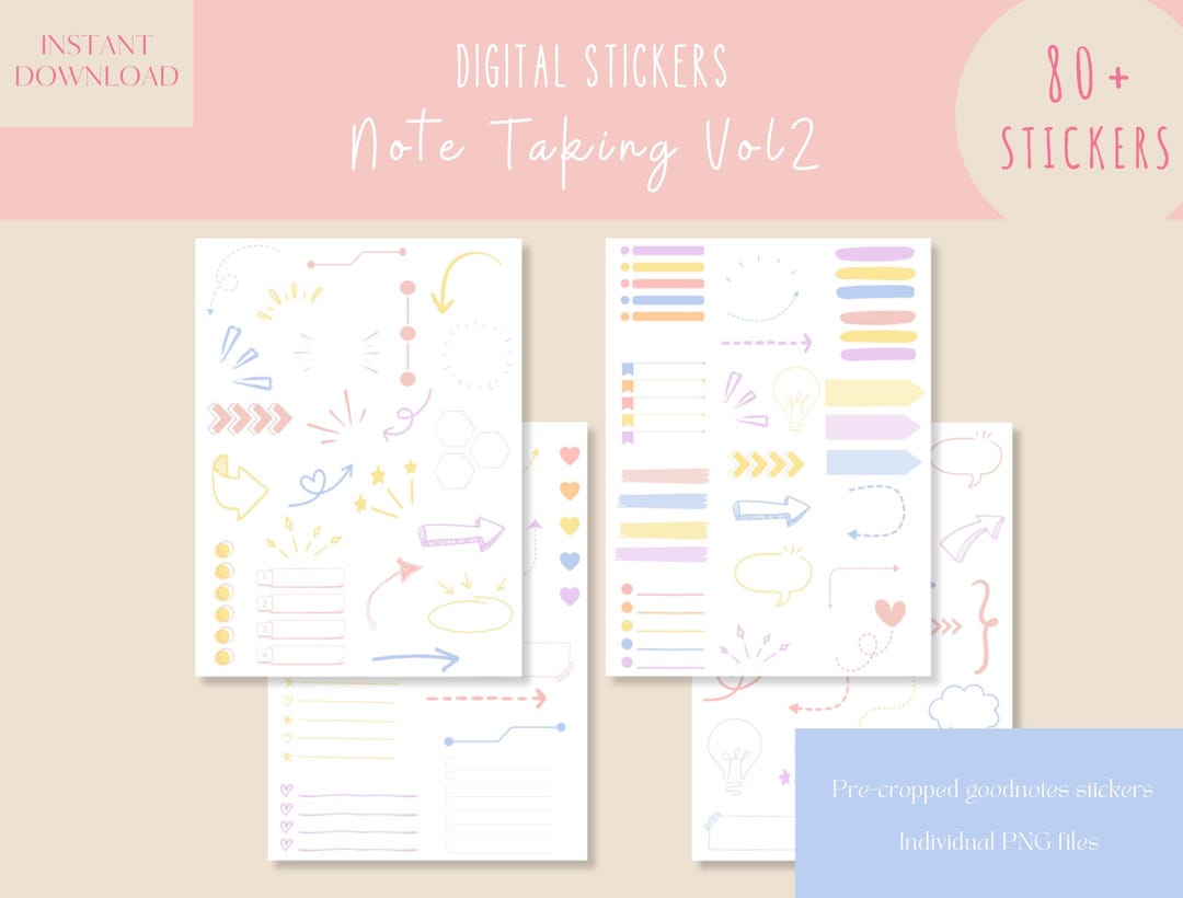 Note Taking Vol2 Goodnotes Stickers|everyday Digital Stickers|study ...