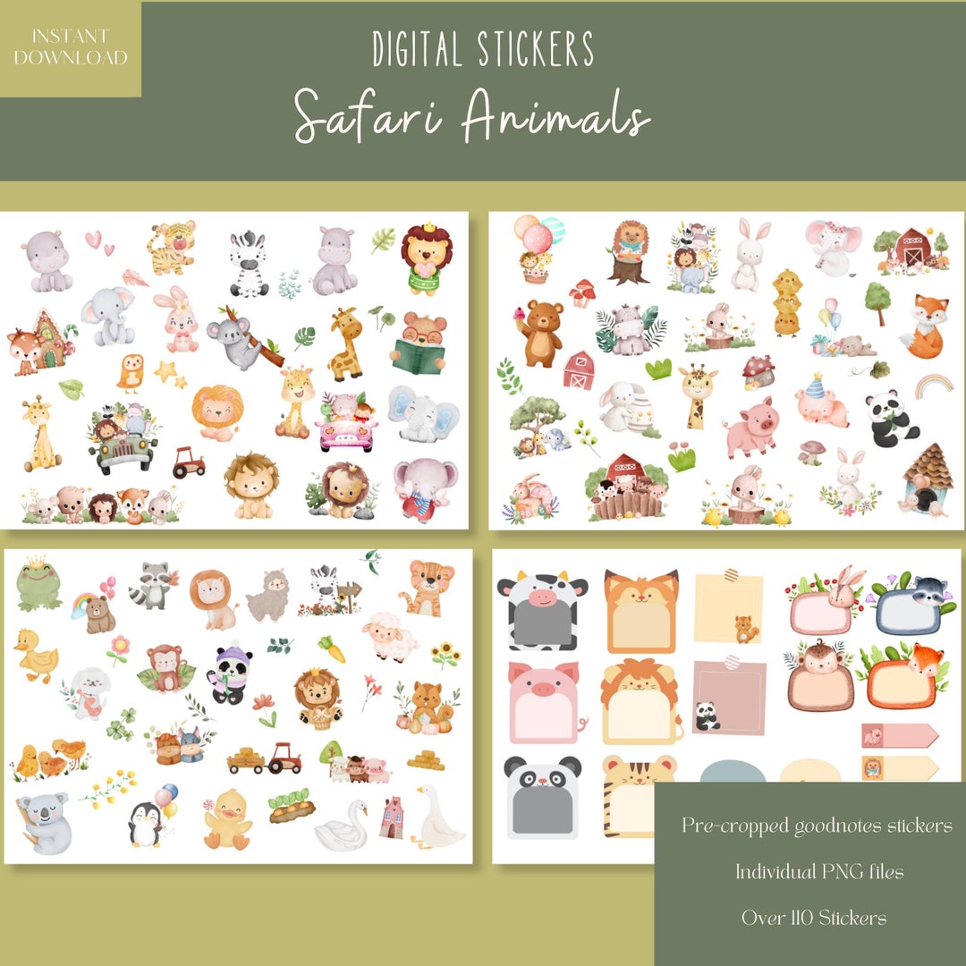 Safari Animals Goodnotes Stickers|everyday Digital Stickers| Planner ...