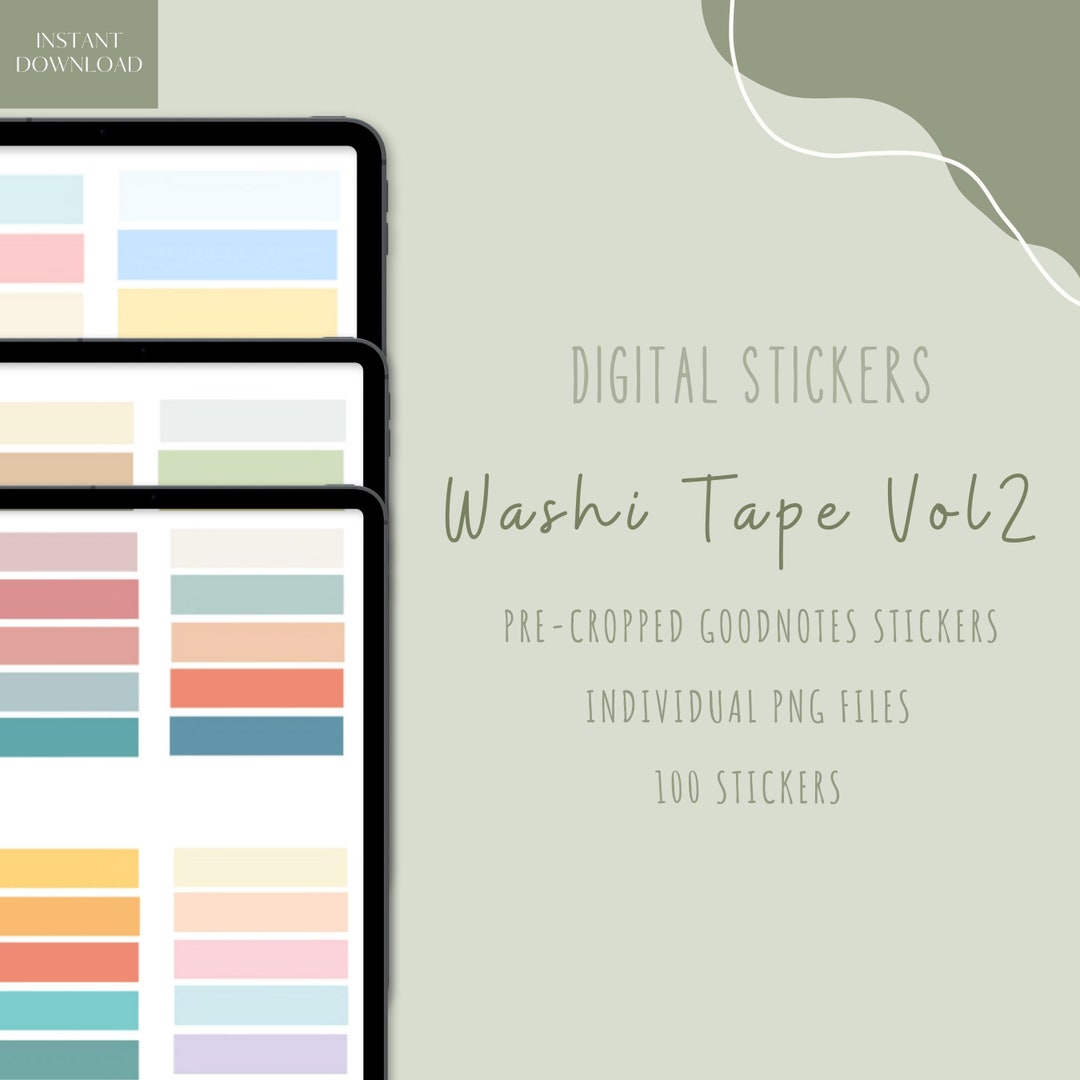 Washi Tape Vol2 Goodnotes Stickers| Everyday Digital Stickers ...