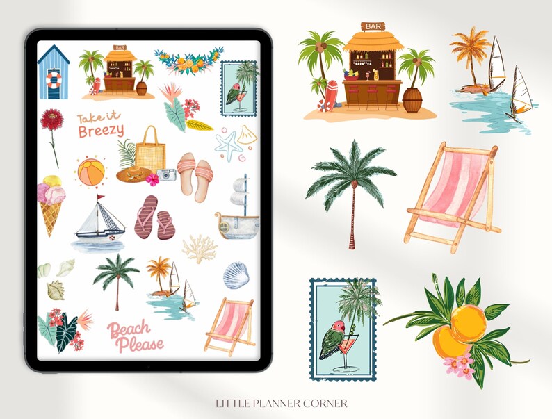 Summer 2025 Goodnotes Stickers |vacation Planner Stickers | Minimalist ...