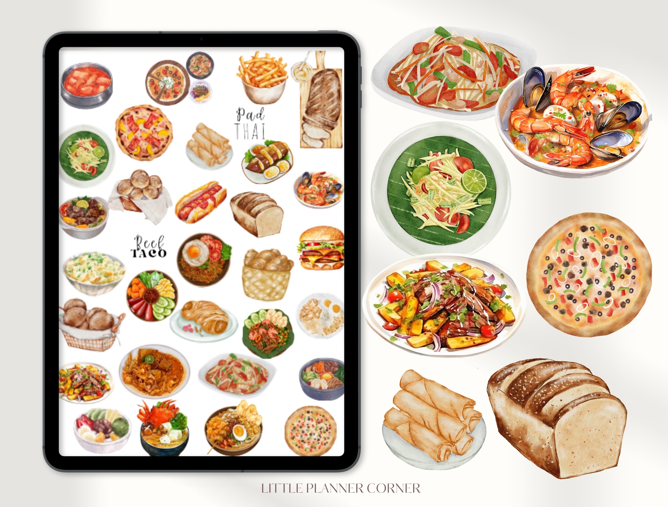 Foodie Fancies Vol2 Goodnotes Planner Stickers watercolor Food Digital ...