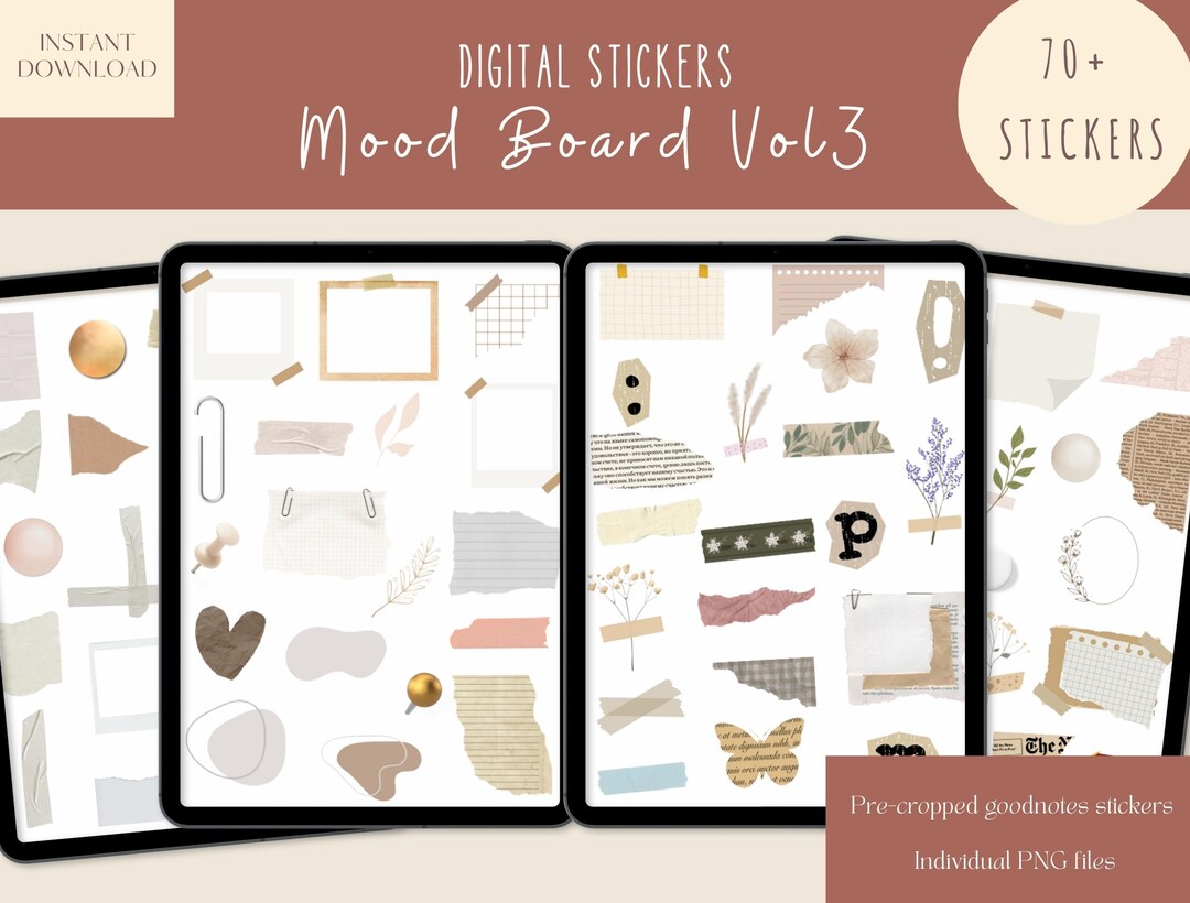 Mood Board Vol3 Goodnotes Stickers|aesthetic Everyday Digital Stickers ...