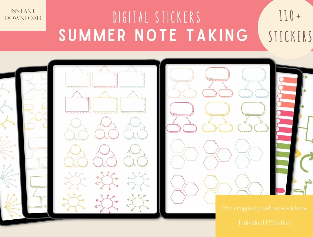 Summer Note Taking Goodnotes Stickers|everyday Stickers|study iPad ...