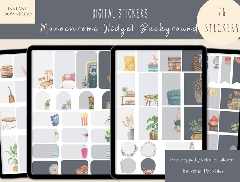 Monochrome Widget Background Goodnotes Stickerseveryday Digital ...