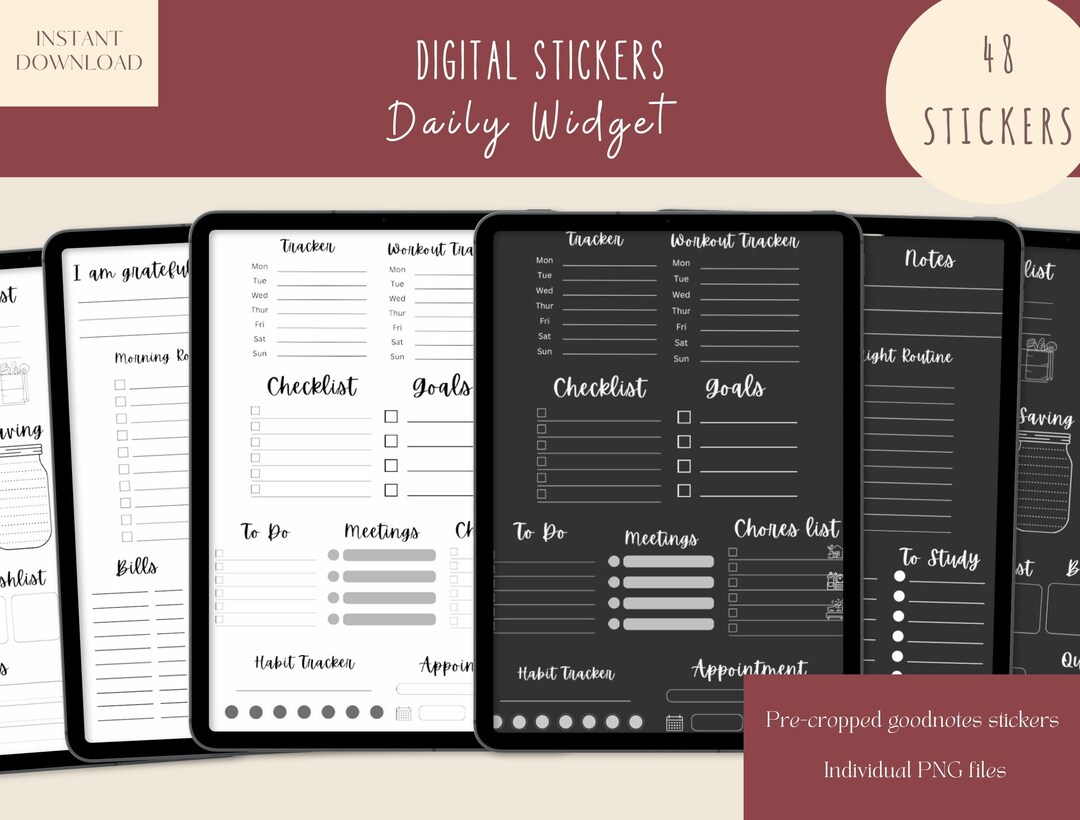 Daily Widget Goodnotes Stickers | Everyday Digital Planner Stickers for ...