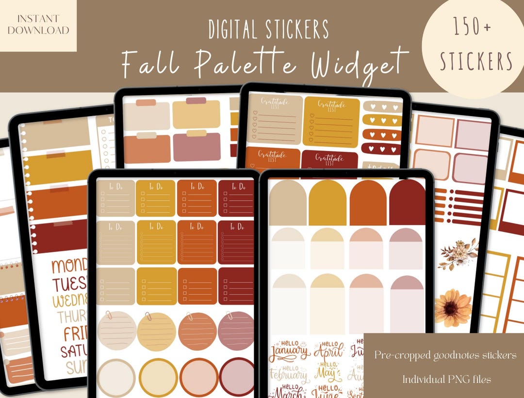 Fall Palette Widget Goodnotes Stickers| Autumn Digital Stickers ...