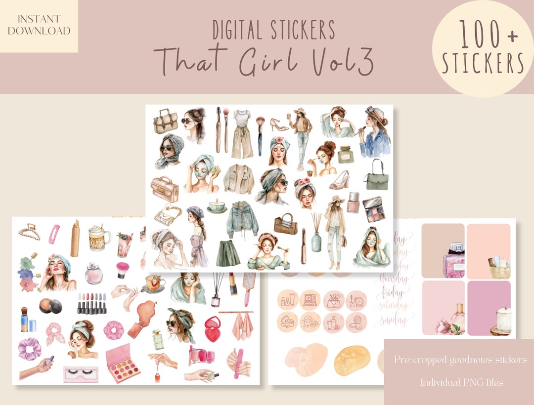 That Girl Vol3 Goodnotes Stickers | Beauty Digital Stickers | Everyday ...