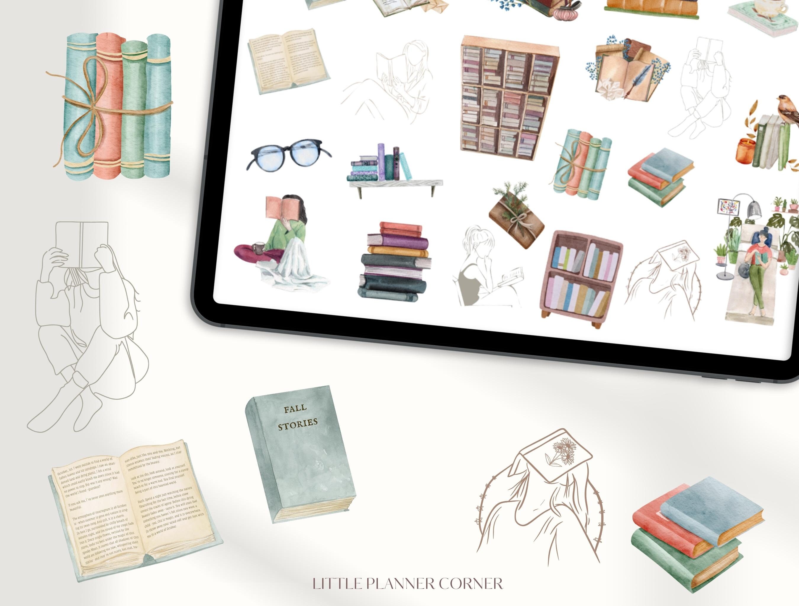 Bookworm Digital Stickers for Goodnotes Reading Journal Stickers ...