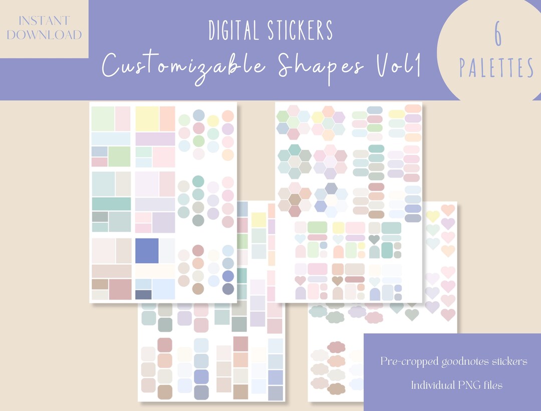 Customizable Shapes Vol1 Goodnotes Stickers|everyday Digital Stickers ...