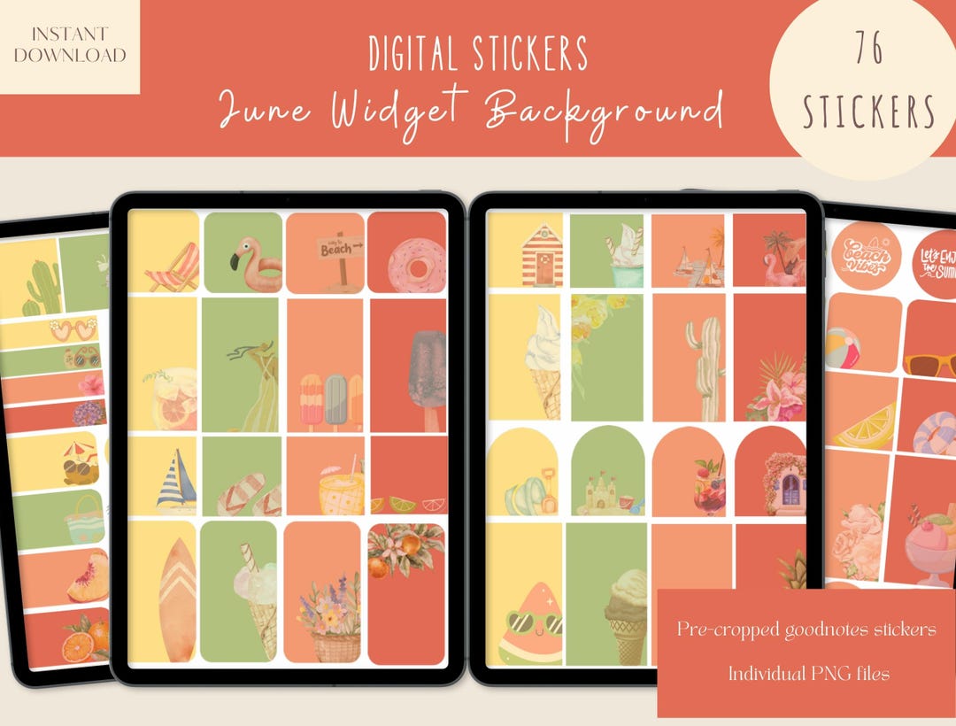 June Widget Background Goodnotes Stickers|everyday Digital Stickers ...