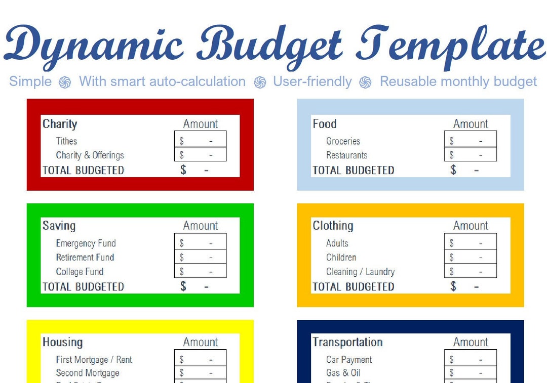 Dynamic Budget TEMPLATE and Easy Expense Tracker, Your All-in-one ...