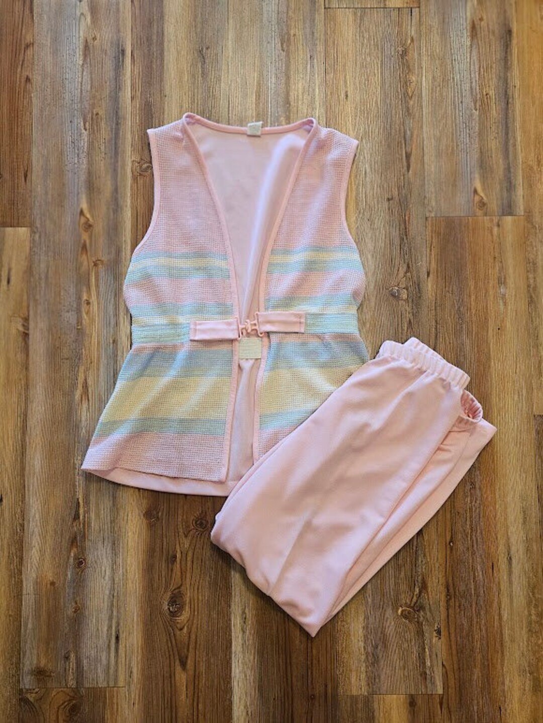 Vintage 50's Knit Pastel Easter Vest and Pants Suit - Etsy