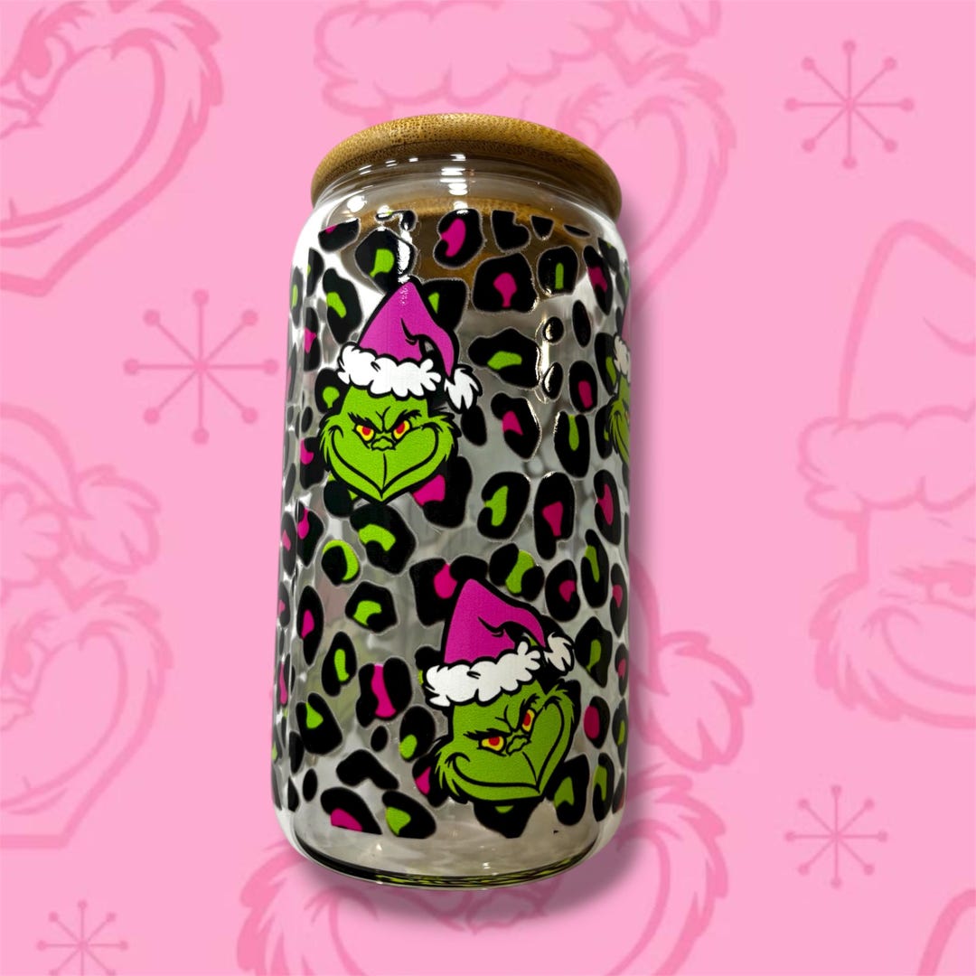 Grinch Inspired Glass Cup - Etsy