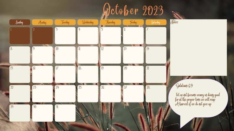 Printable 2023 Fall Scripture Calendars - Etsy