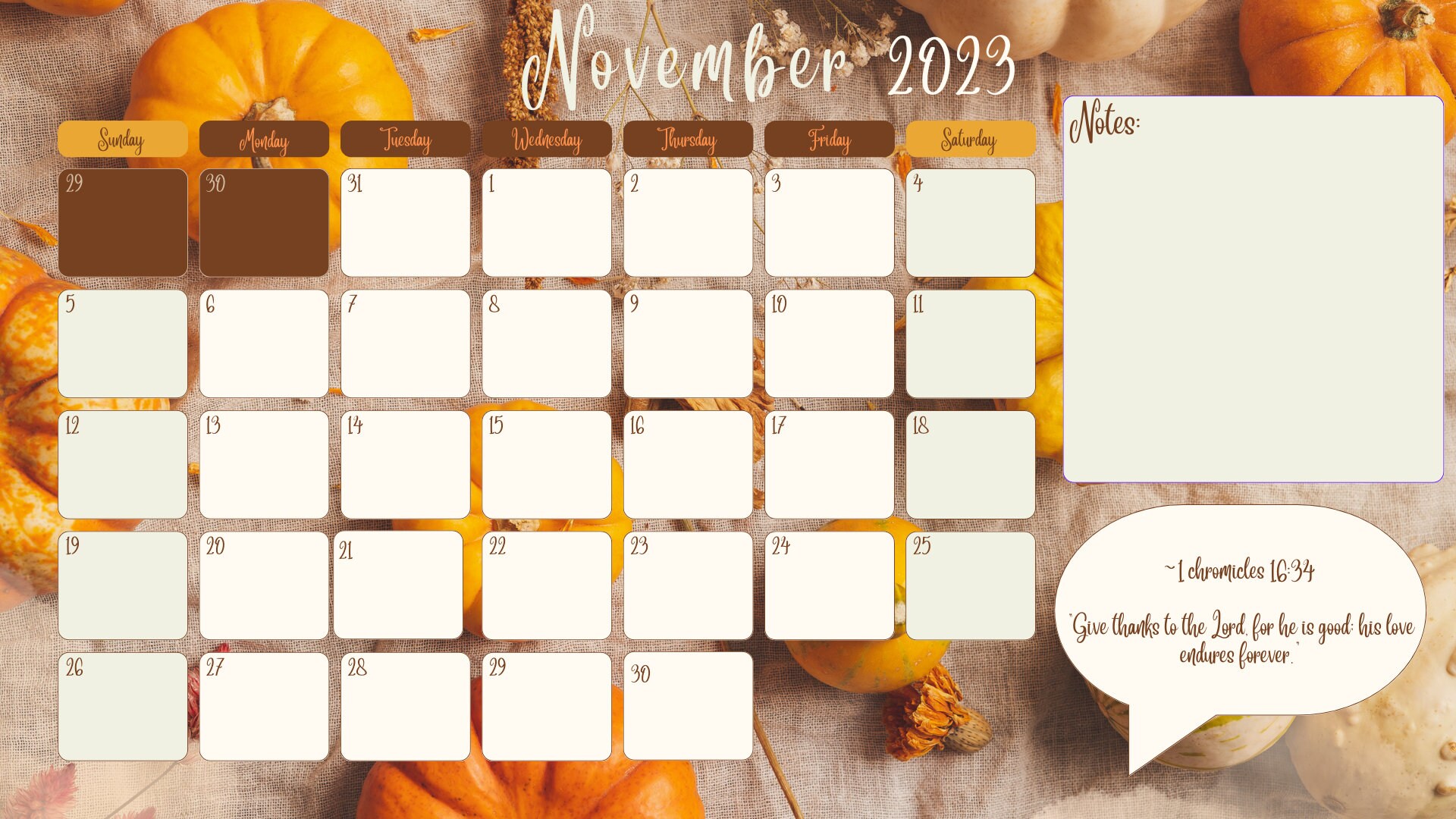 Printable 2023 Fall Scripture Calendars - Etsy