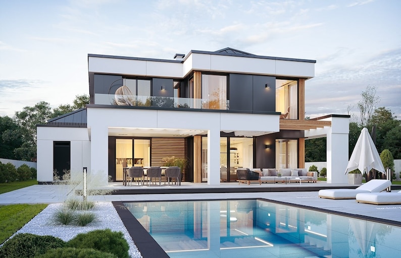 Modern House Architectural Floor Plans 3 Bedroom 231 M2 16m X 18m - 006 ...