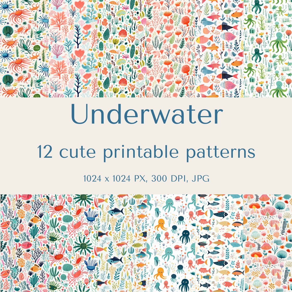 Underwater Digital Paper, Under the Sea Digital Paper, Scrapbook Paper ...