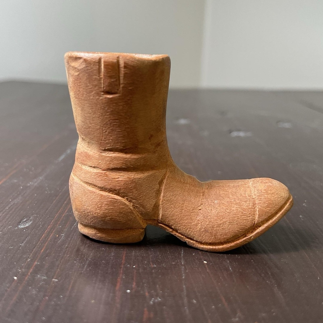 Hand Carved Wood Cowboy Boot Folk Art Western Folk Art Vintage ...