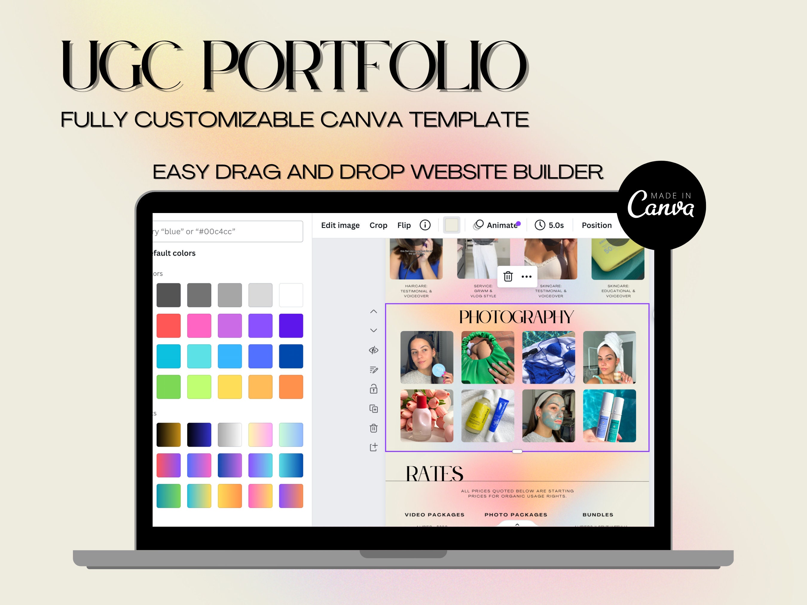 Colorful Aura UGC Portfolio Template, Canva Website for Creators ...