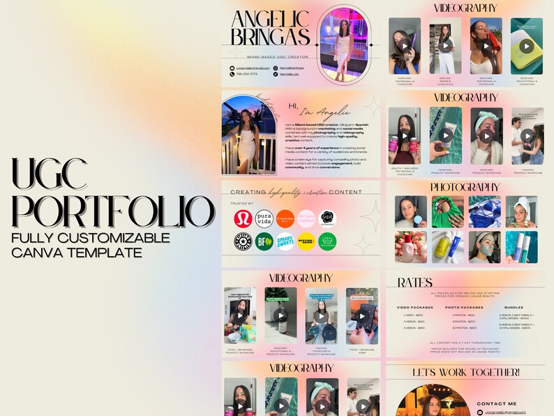 Colorful Aura UGC Portfolio Template, Canva Website for Creators & Influencers, Customizable ...
