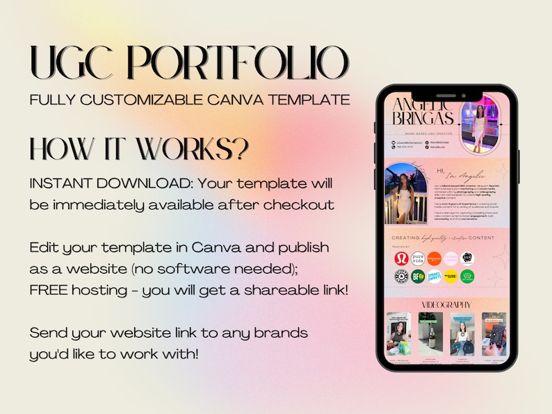 Colorful Aura UGC Portfolio Template, Canva Website for Creators ...