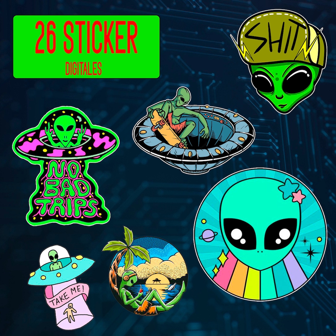 Alien Stickers X 26 in PNG - Etsy