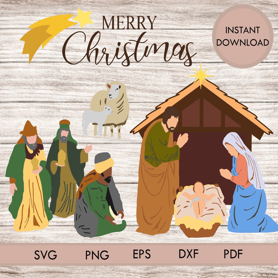 Bundle Nativity Scene Colored Svg Png Cricut Nativity Scene Silhouette ...