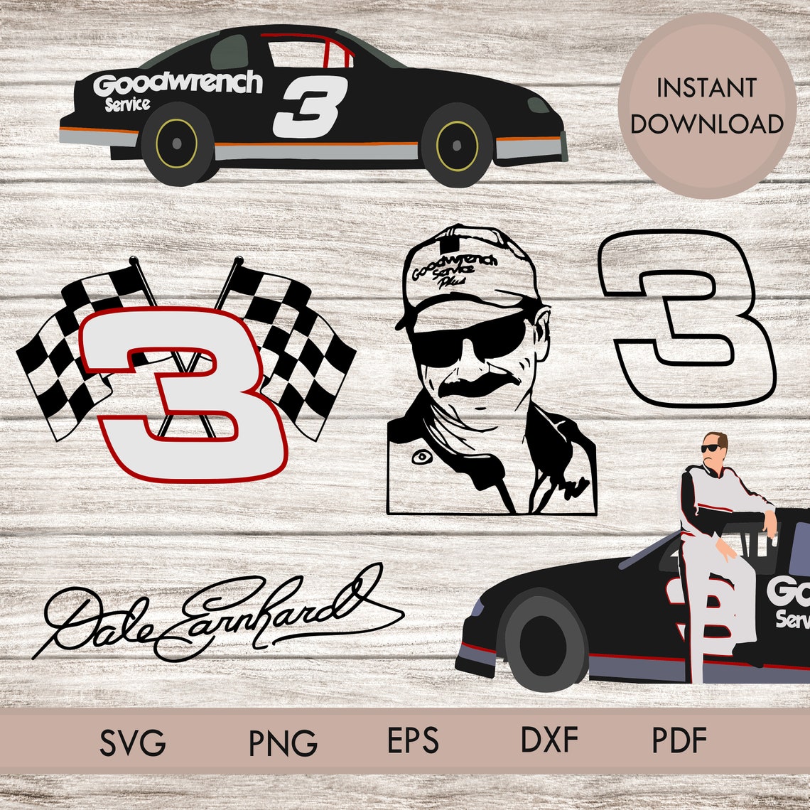 Bundle Dale Earnhardt Svg Png Dale 3 Racing Car Cricut Silhouette ...