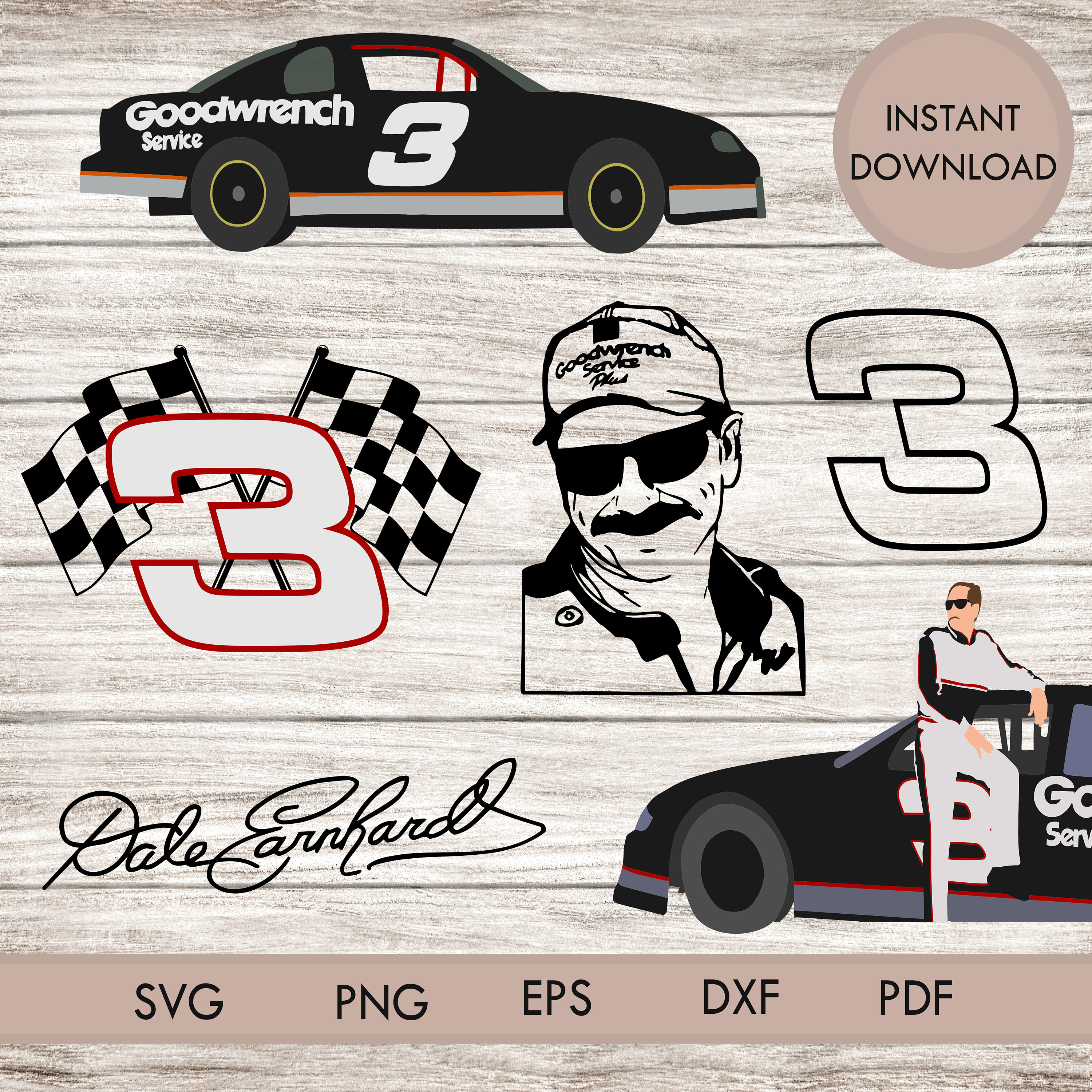 Bundle Dale Earnhardt Svg Png Dale 3 Racing Car Cricut Silhouette ...