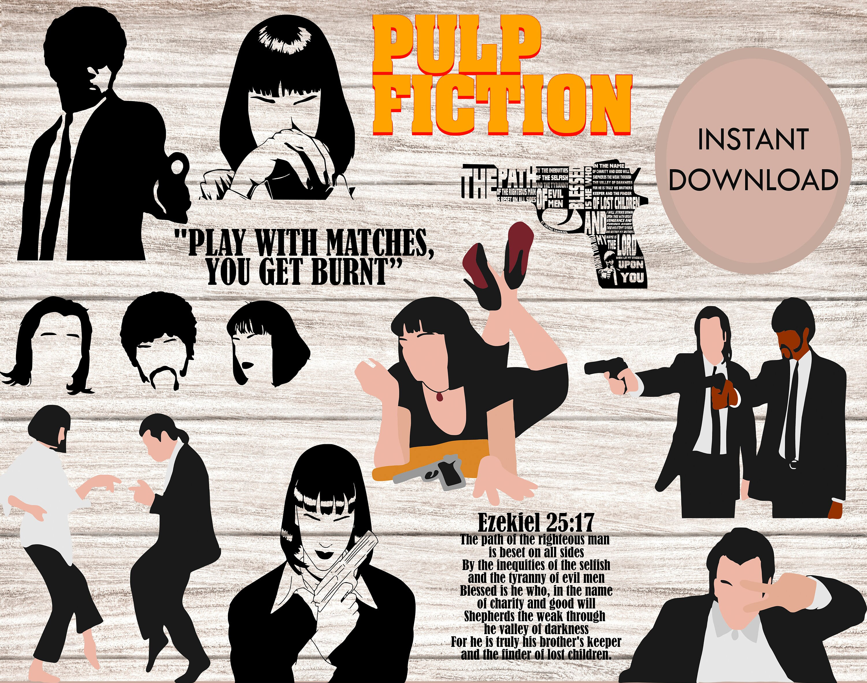 Bundle Pulp Fiction Svg Png Ezekiel 25:17 Cricut Silhouette Cutting ...