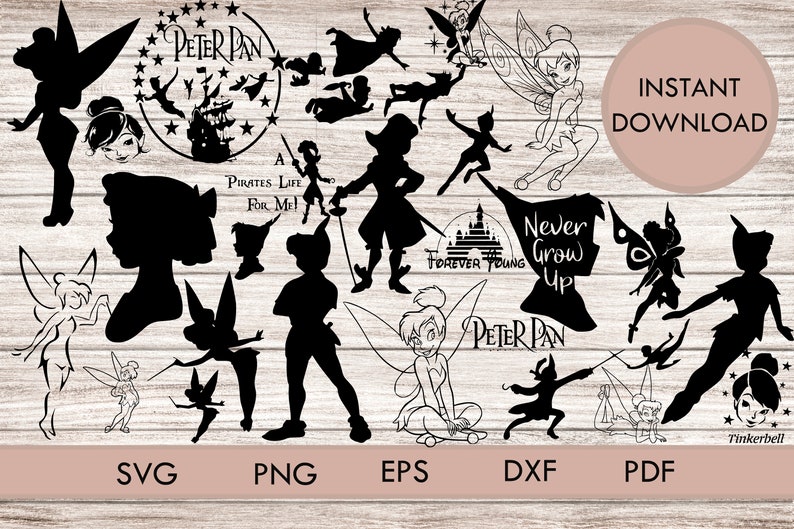 Bundle Tinkerbell Svg Png Neverland Cricut Silhouette Cutting Files Etsy