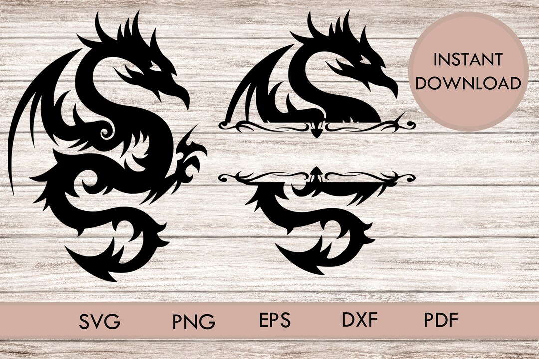 Bundle Dragon Monogram Svg Png Dragon Cricut Cut Files - Etsy