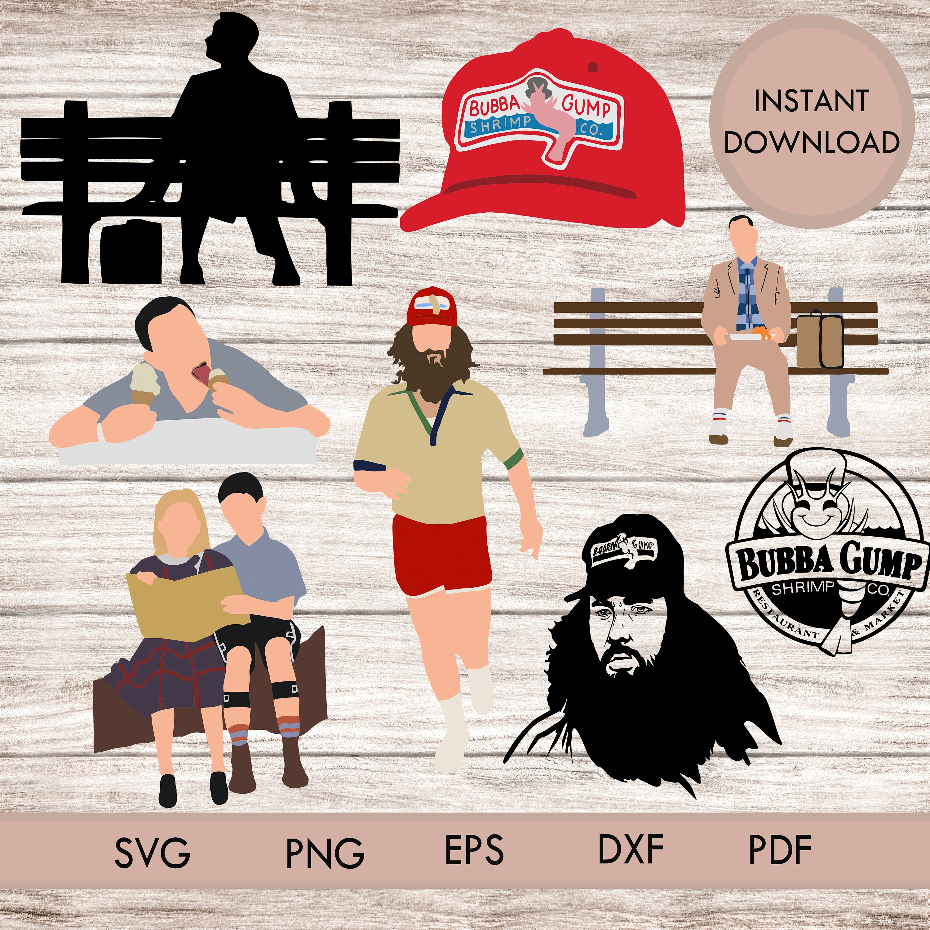 Bundle Forrest Gump Movie Svg Png Gump Cross Cricut Silhouette Cutting ...