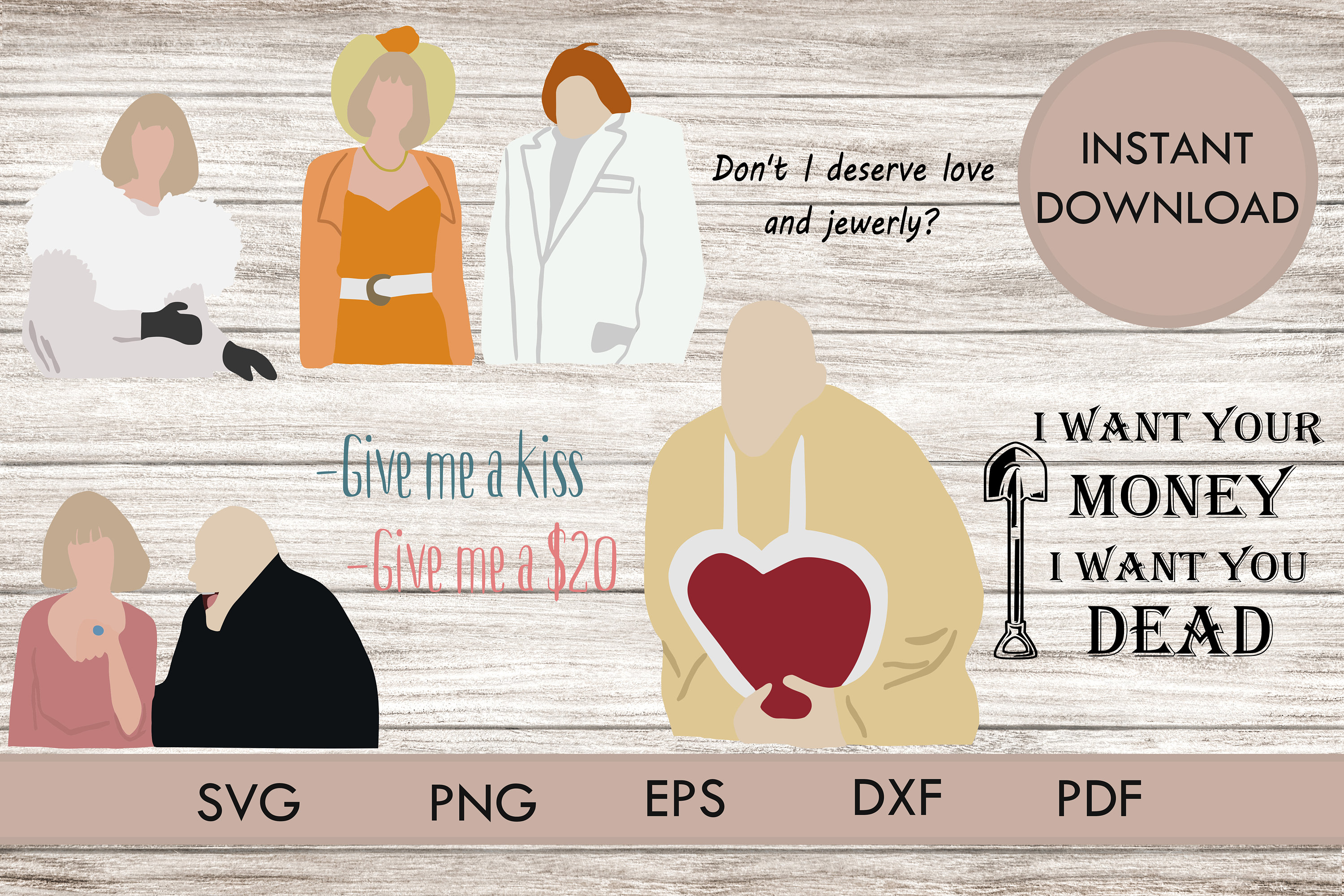 Bundle Debbie and Fester Svg Png Give Me a Kiss Give Me - Etsy