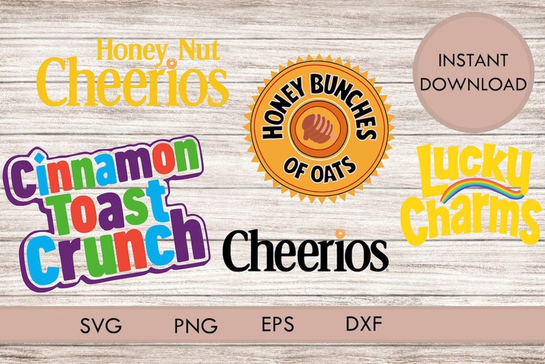 Bundle Cereal Logo Svg Png Breakfast Cereal Brands Cricut Silhouette ...