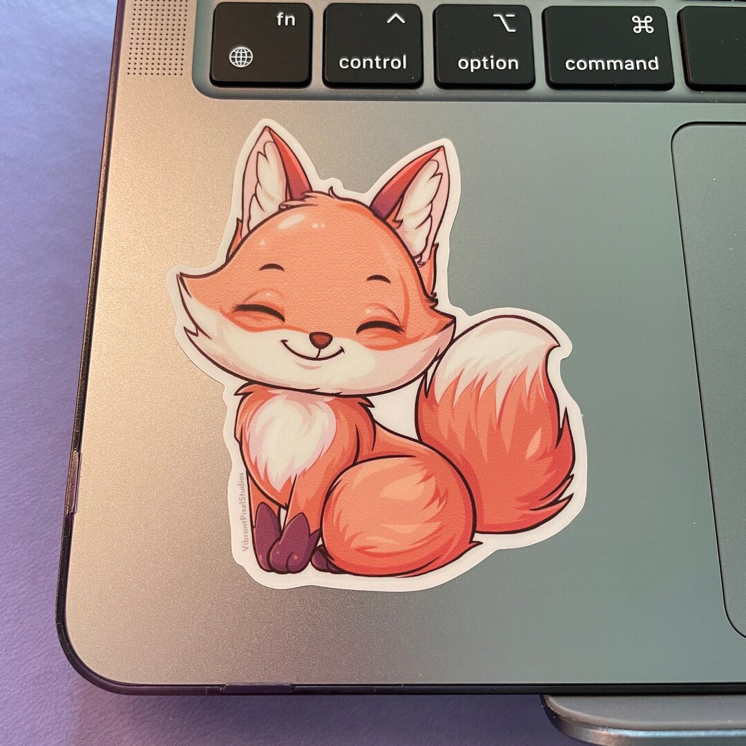 Happy Fox Sticker, Vinyl Sticker for Kids, Sticker for Yeti, Sticker ...